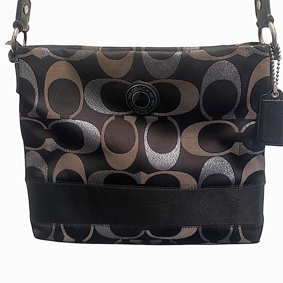 Coach | Bags | Vintage Coach Black Brown And Silver Signature Hobo ...